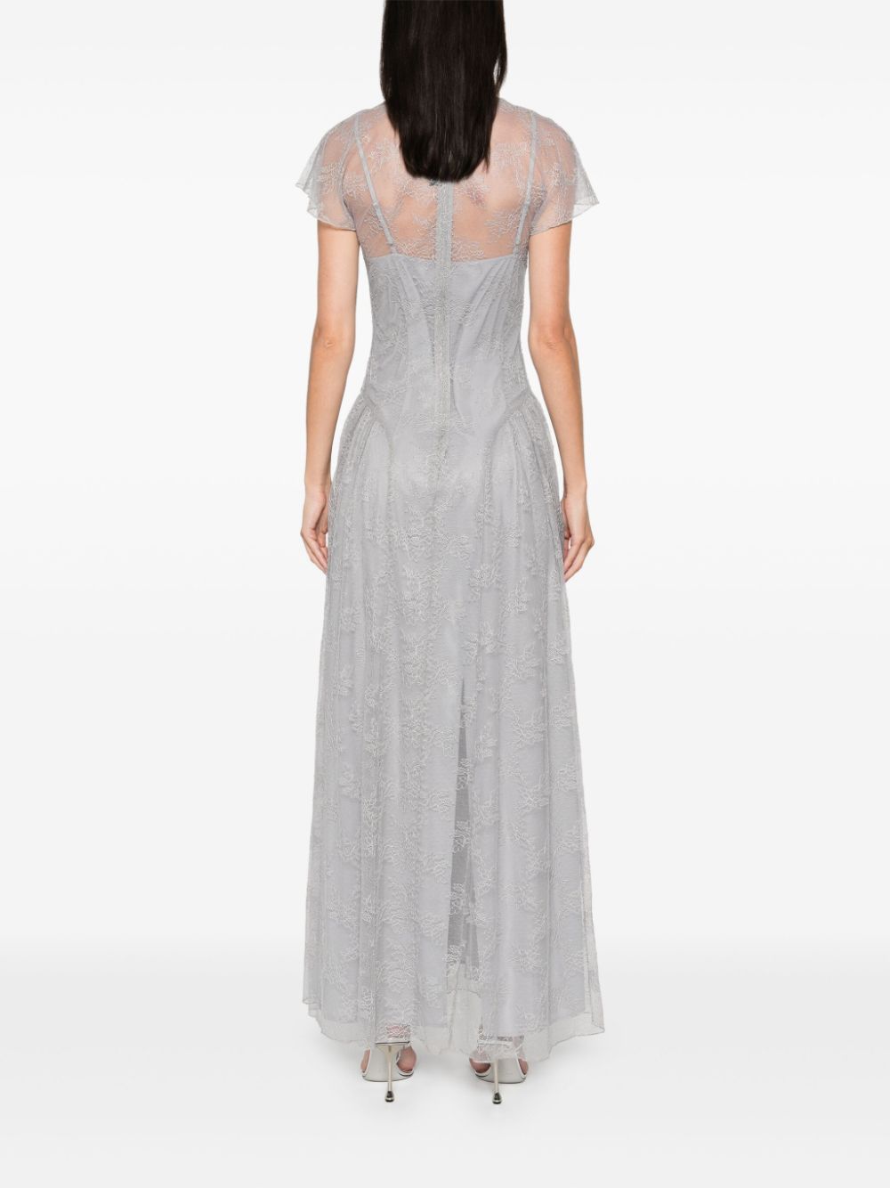 Remain Birger Christensen Lace V-Neck Maxi Dress - Grey | Editorialist Remain Birger Christensen Lace V-Neck Maxi Dress - Grey | Editorialist