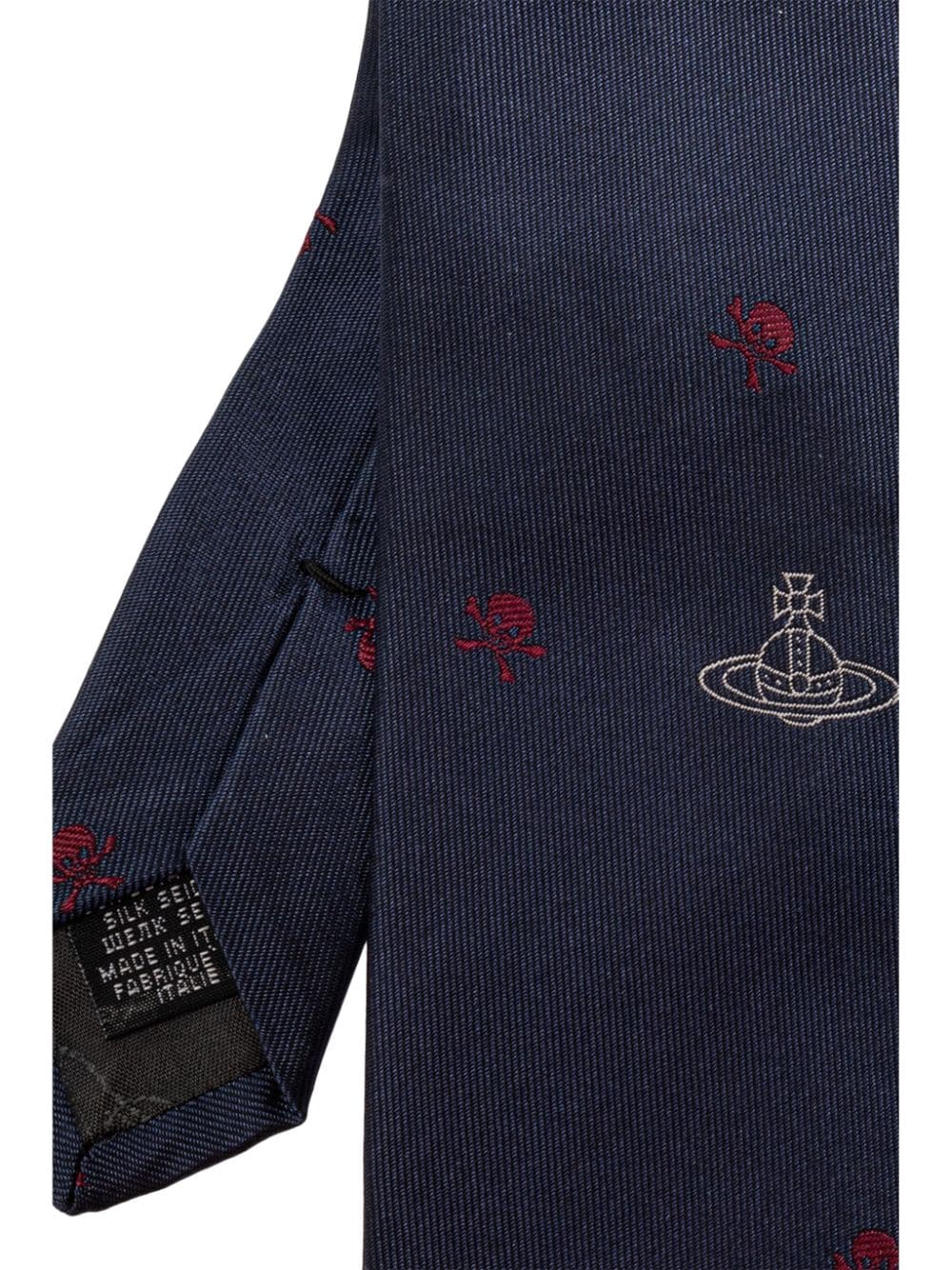 Vivienne Westwood Embroidered-Skull Silk Tie - Blue | Editorialist