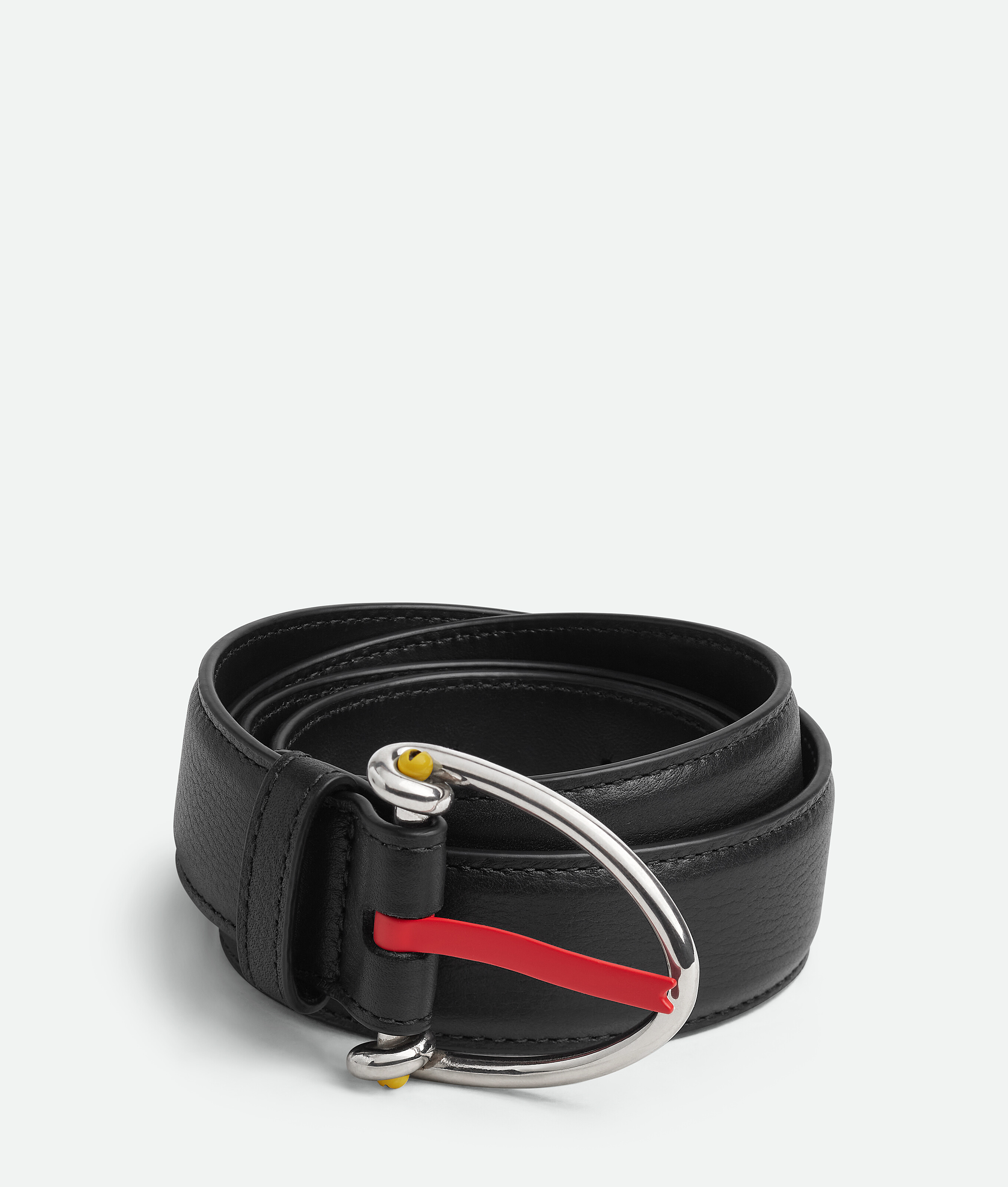 Bottega Veneta Leather Silver Belt 105 cm Black Bottega Veneta Silver Leather Triangle Buckle Belt 80 CM  main image 3