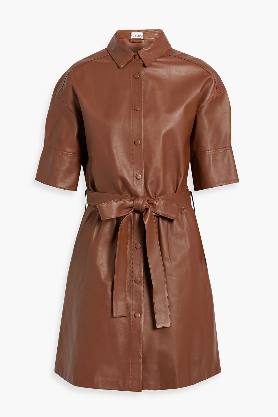 Red Valentino Leather Mini Shirt Dress In Brown - 75% Off | Editorialist Red Valentino Leather Mini Shirt Dress In Brown - 75% Off | Editorialist