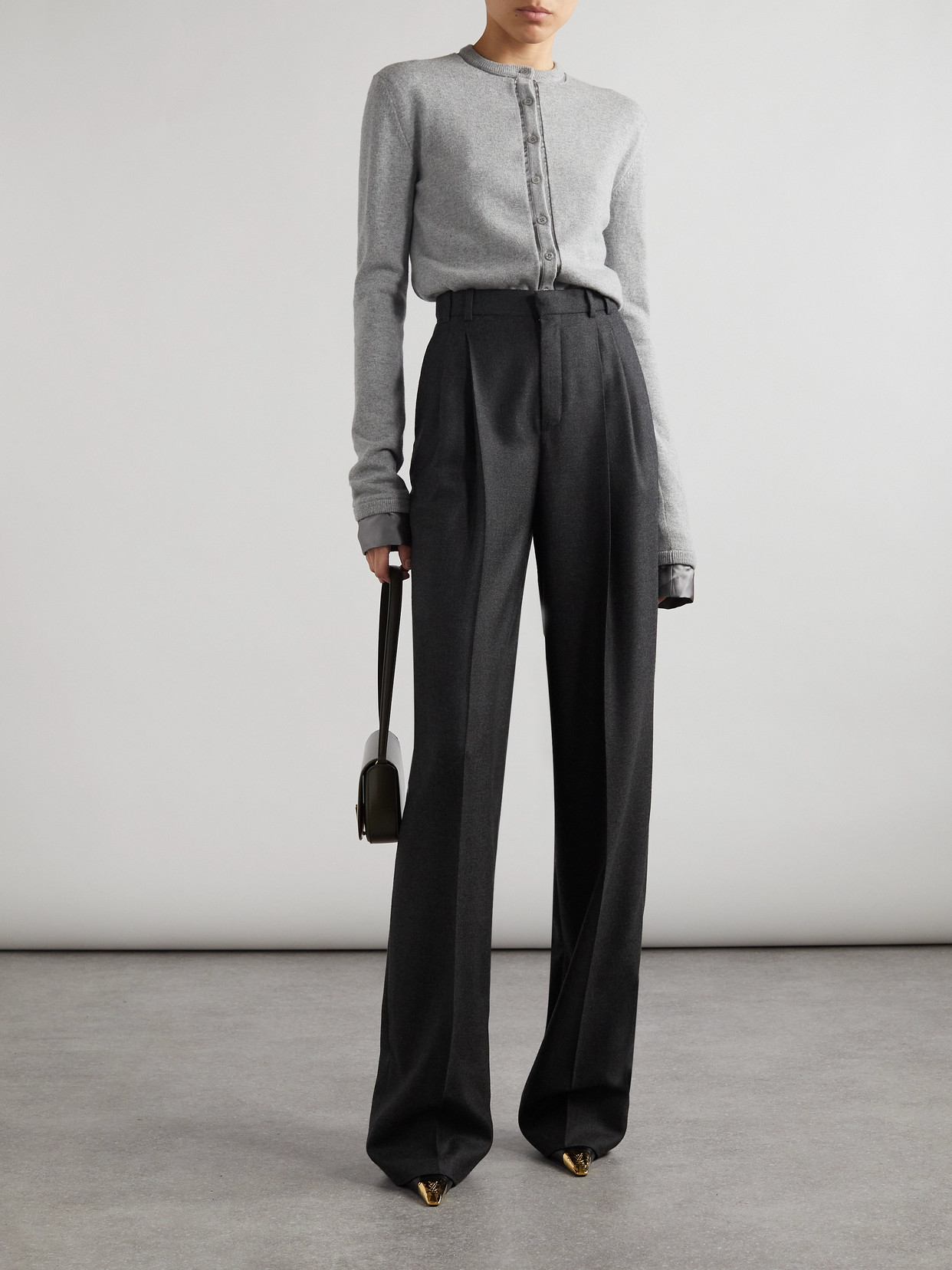 SAINT LAURENT SAINT LAURENT Pleated Cashmere-Twill Wide-Leg Trousers