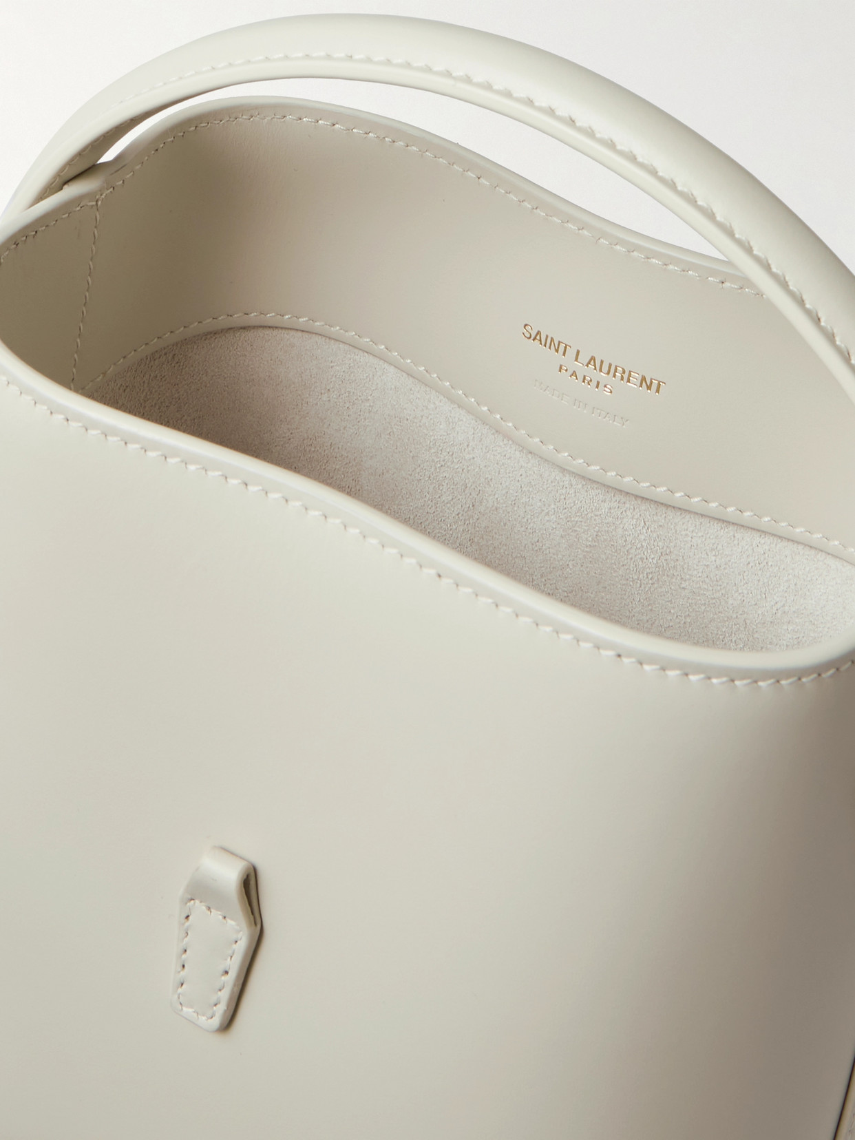 Saint Laurent Le 37 Leather Bucket Bag - White | Editorialist