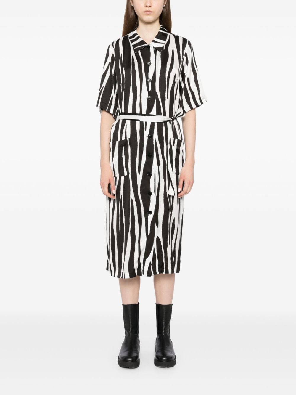 AGNES B. agnès b. Zebra-Printed Midi Shirt Dress