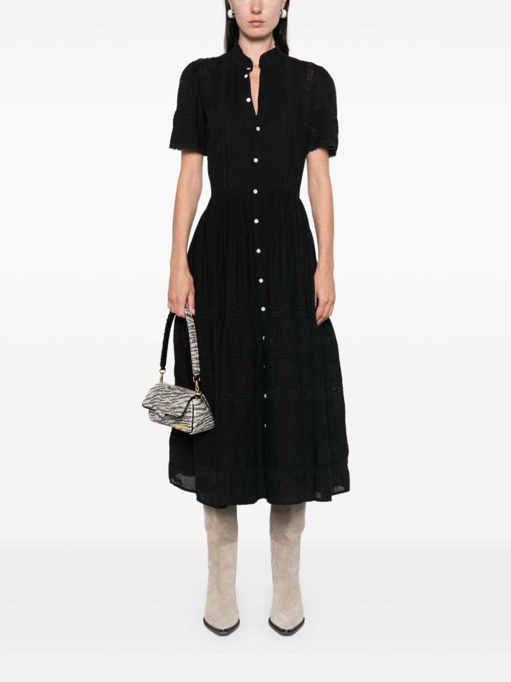 Ralph Lauren Lace-Trim Cotton Midi Dress In Black - 41% Off | Editorialist Ralph Lauren Lace-Trim Cotton Midi Dress In Black - 41% Off | Editorialist