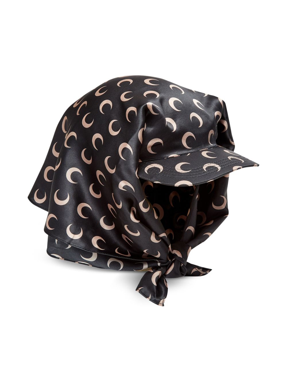 Marine Serre Crescent Moon Print Silk Cap - Black | Editorialist