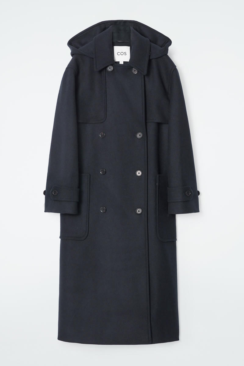 Cos Hooded Wool Duffle Coat In Blue - 60% Off | Editorialist