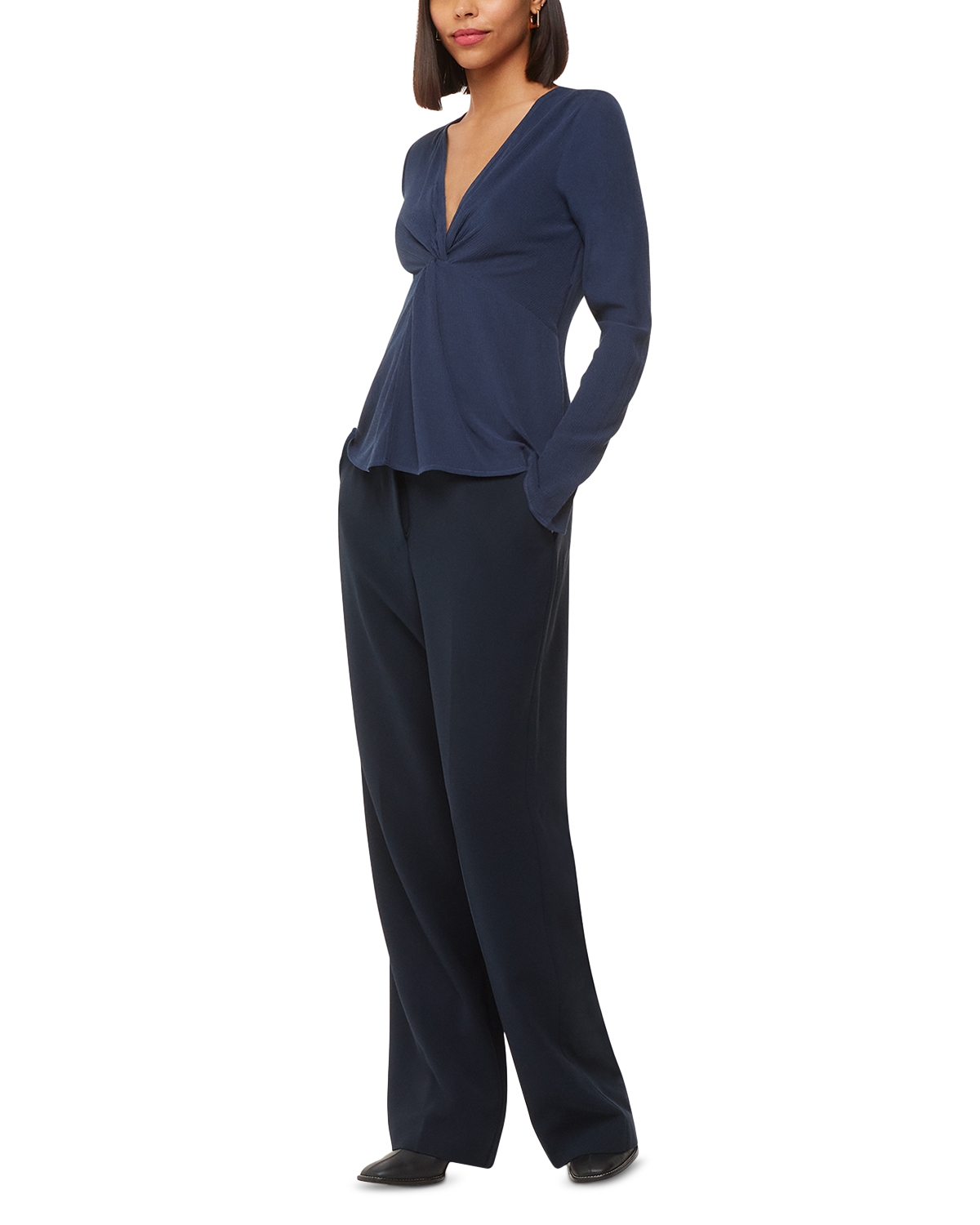 WHISTLES Twist Front Crinkle Top