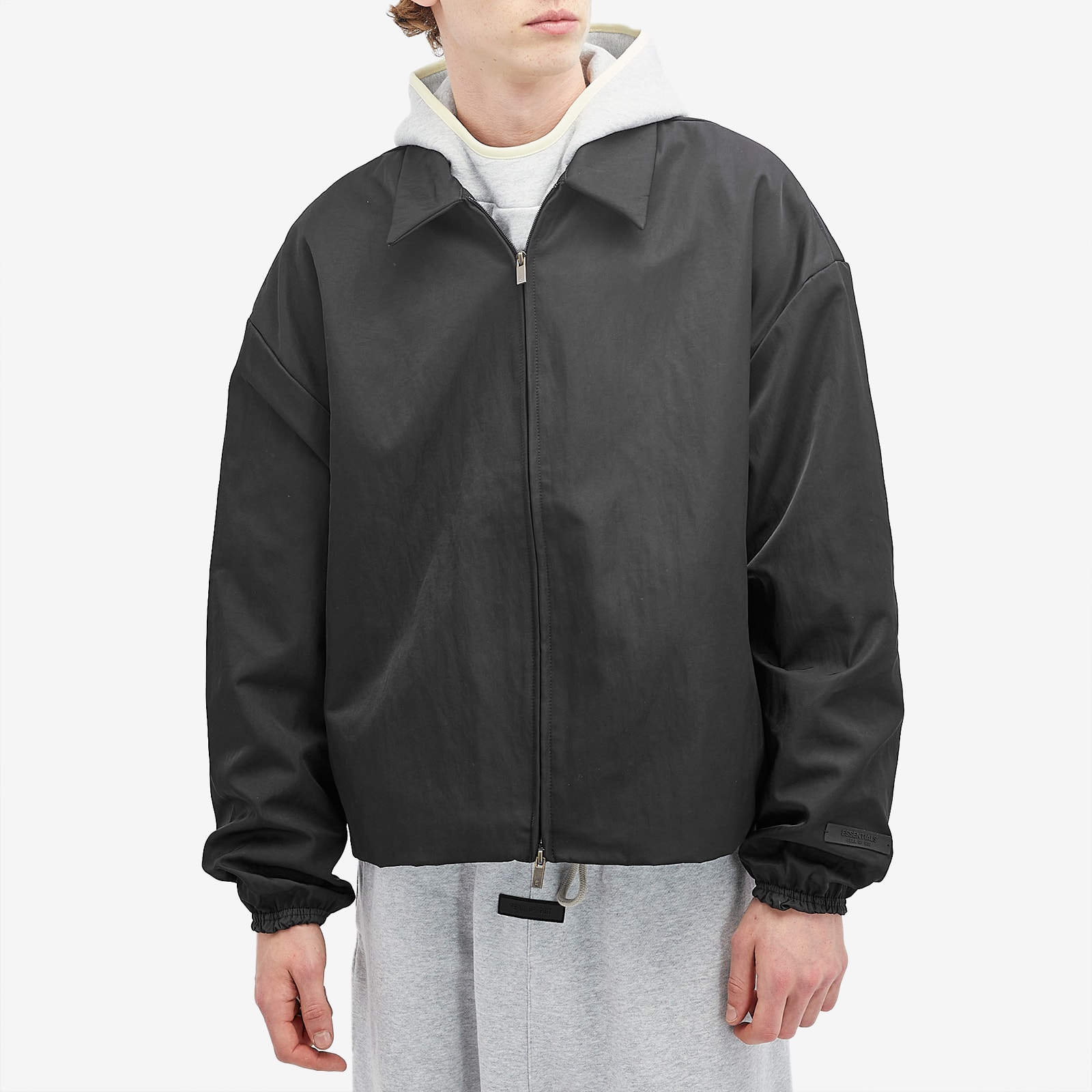 ジャケット・アウター ESSENTIALS STATE NYLON TRUCKER JACKET Fear Of God Textured Nylon Trucker Jacket - Black | Editorialist