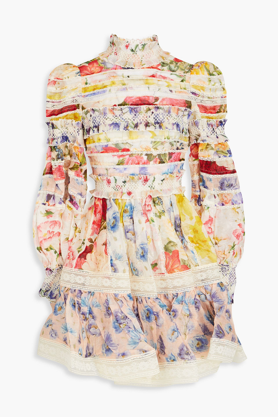 Zimmermann Floral-Print Linen And Silk-Blend Gauze Mini Dress With Tie  Detail In Red - 70% Off | Editorialist