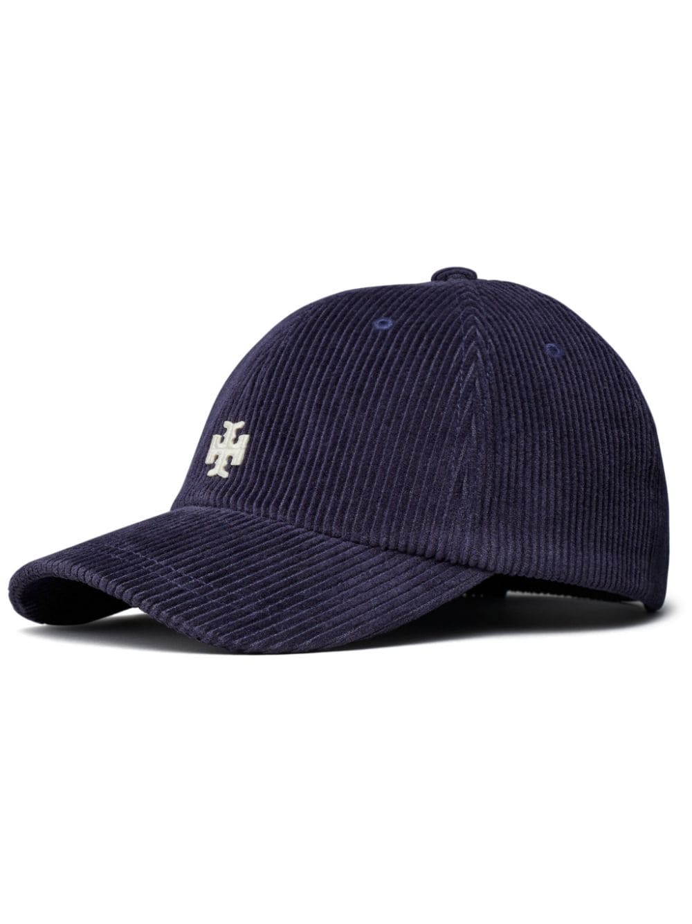 Tory Burch Logo-Embroidered Corduroy Cap - Blue | Editorialist