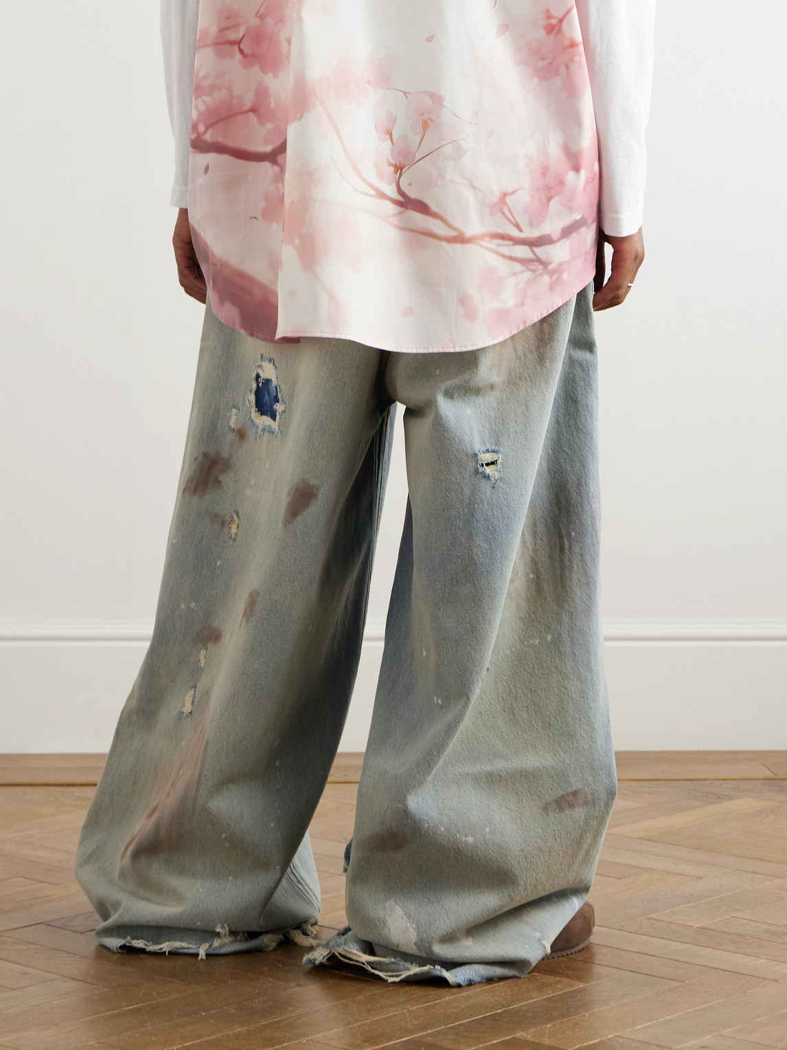 Vetements Distressed Wide-Leg Jeans In Blue - 41% Off | Editorialist