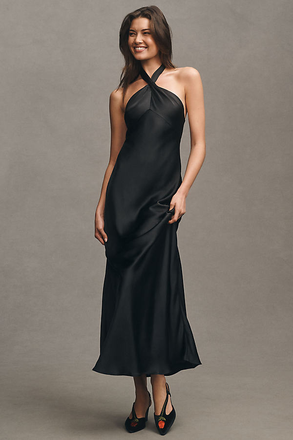 BHLDN BHLDN Selma Halter-Neck Satin Maxi Dress
