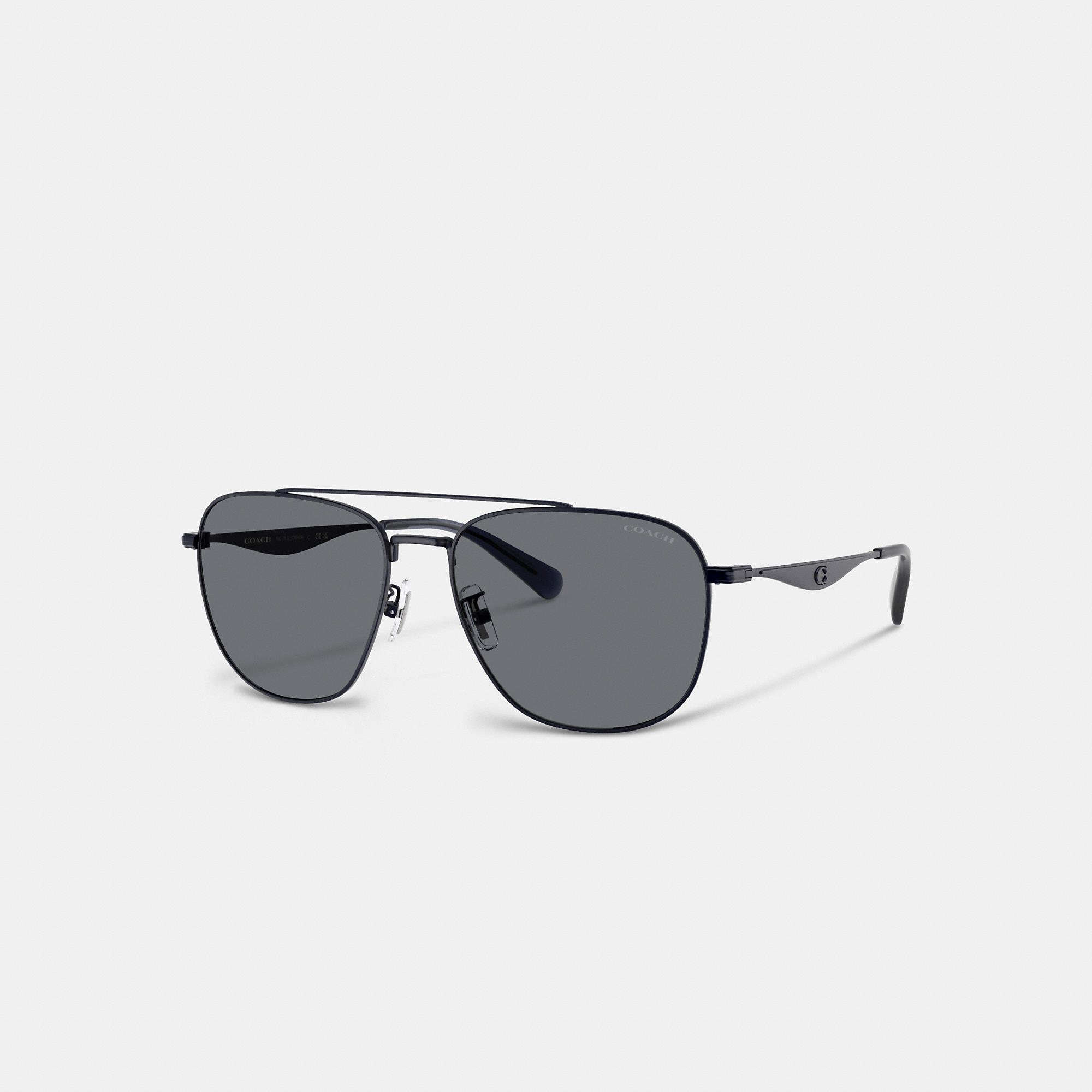 Coach C Hardware Metal Pilot Sunglasses - Black/Blue  display picture 1