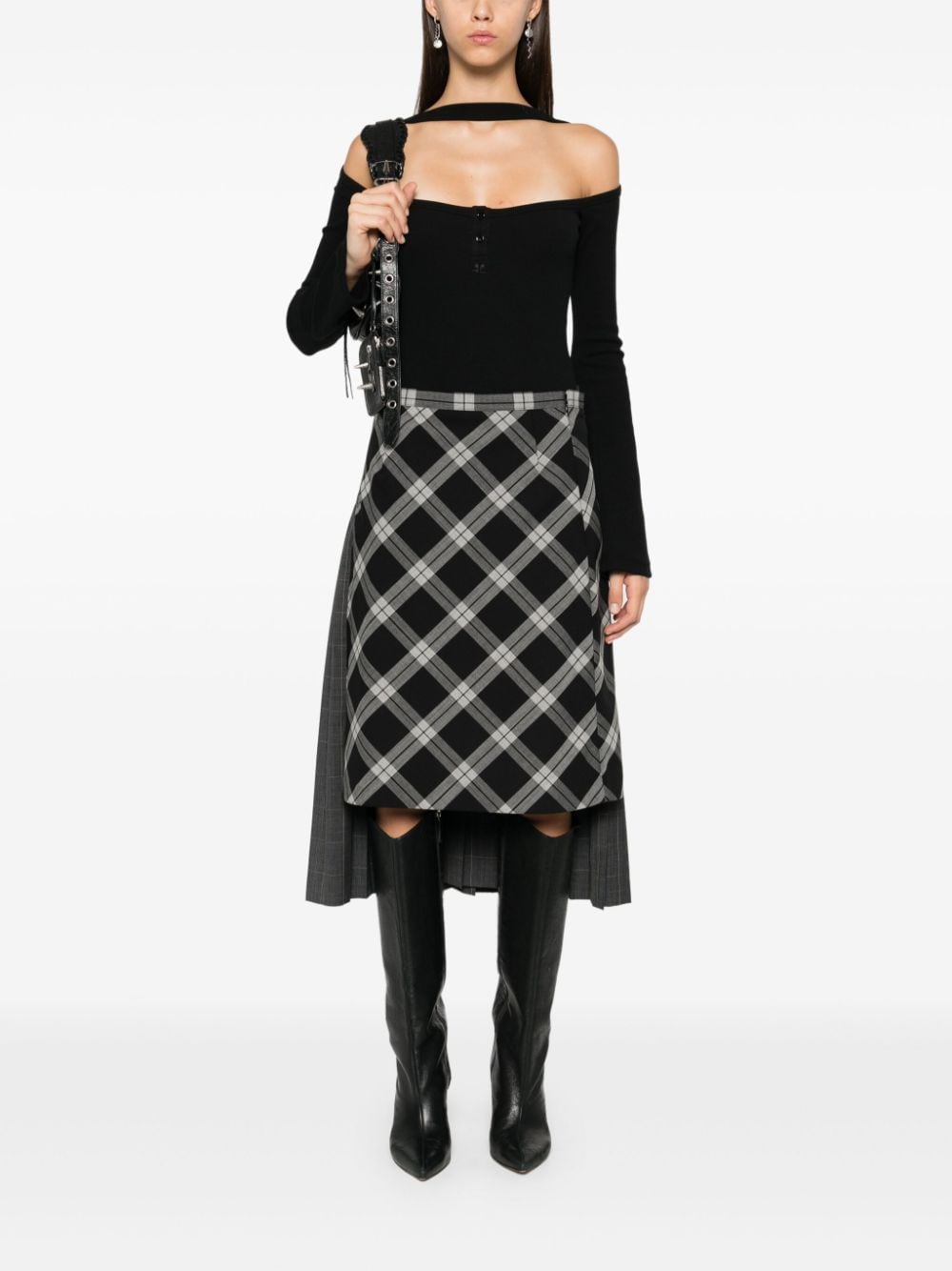 BALENCIAGA Checked Midi Skirt