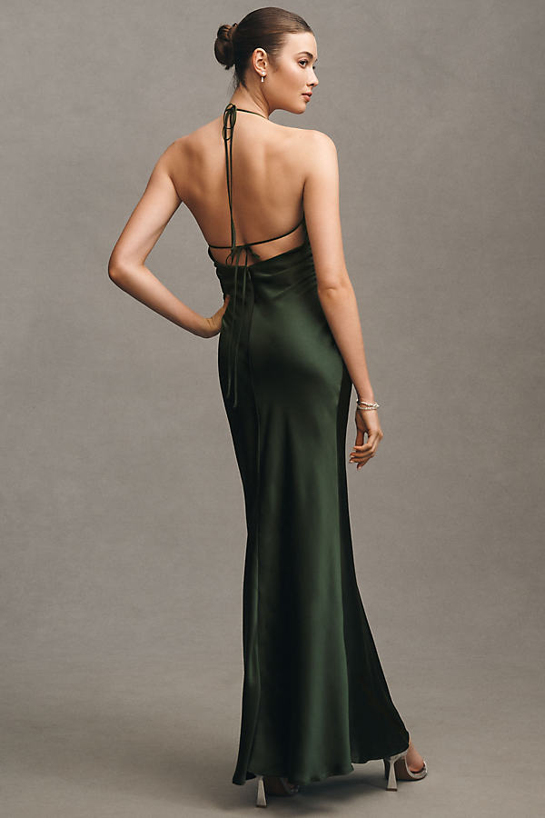 bhldn saylor cowl neck satin maxi dress Saylor Cowl-neck Satin Maxi Dress In Blue