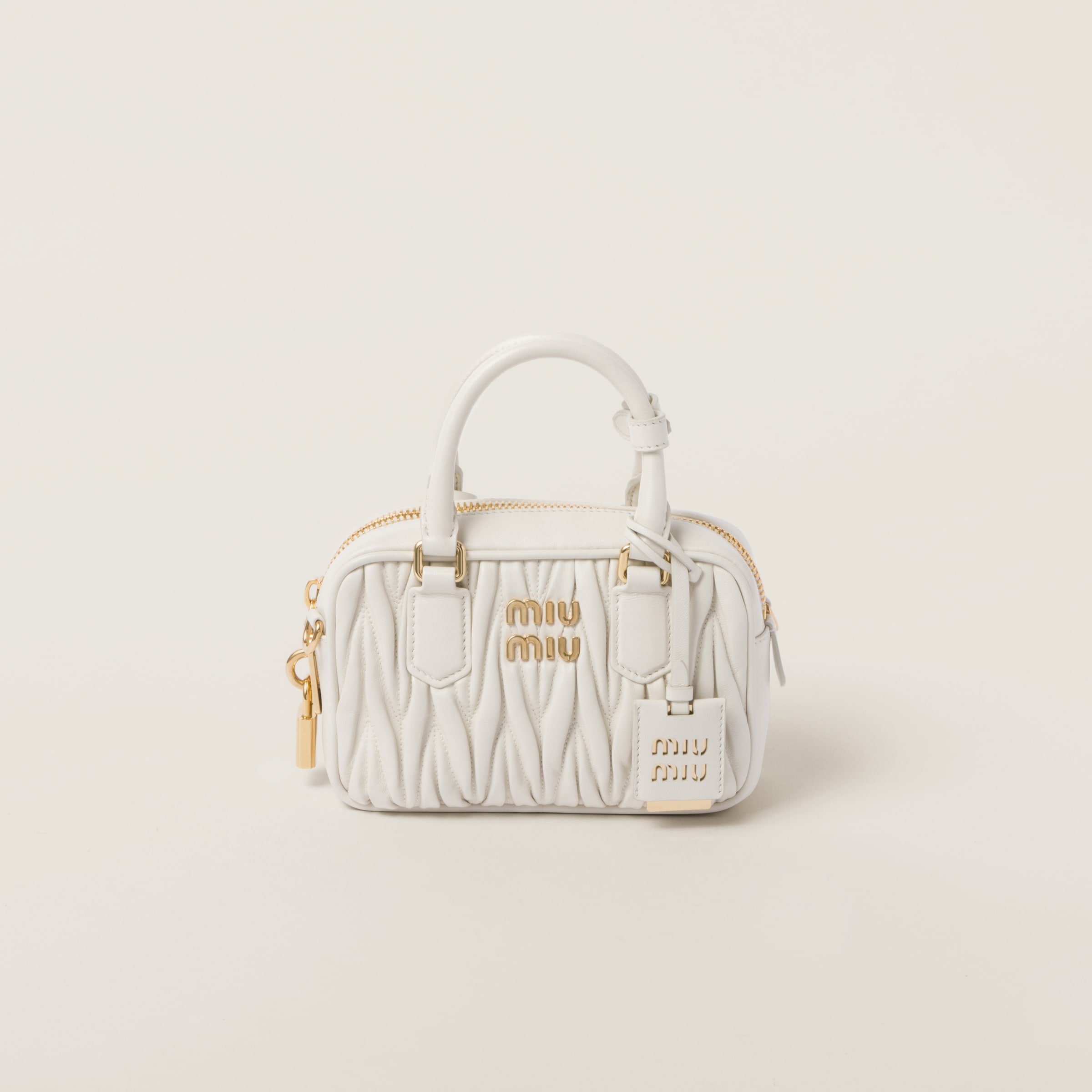 Miu Miu Arcadie Matelassé Nappa Leather Bag - White | Editorialist