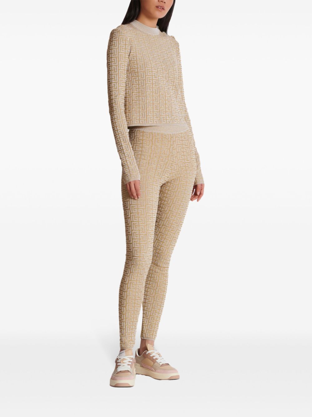 BALMAIN labyrinth knitted leggings