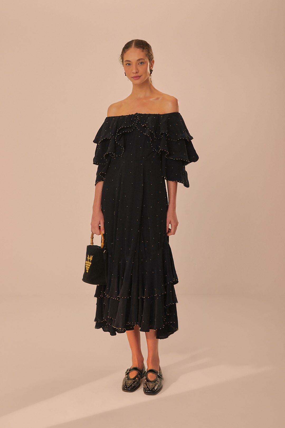 Farm Rio Active Off-Shoulder Maxi Dress - Black | Editorialist Farm Rio Active Off-Shoulder Maxi Dress - Black | Editorialist