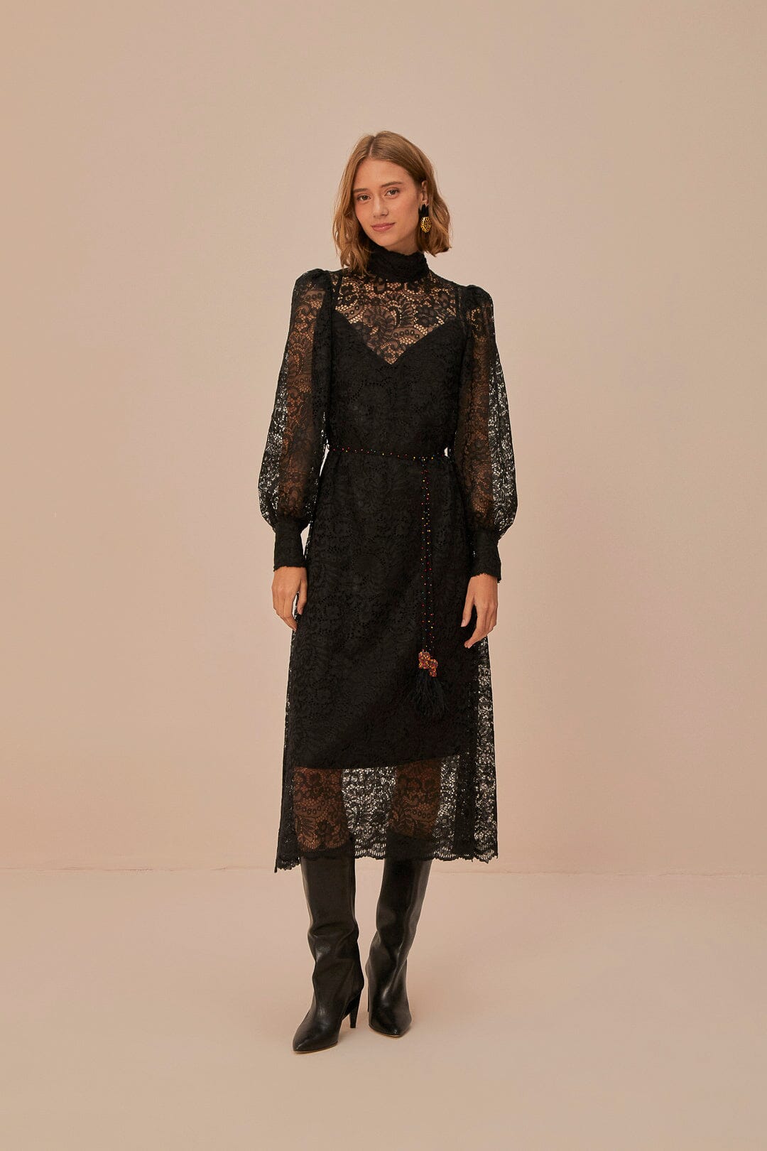 Farm Rio Lace Midi Dress In Black - 10% Off | Editorialist Farm Rio Lace Midi Dress In Black - 10% Off | Editorialist