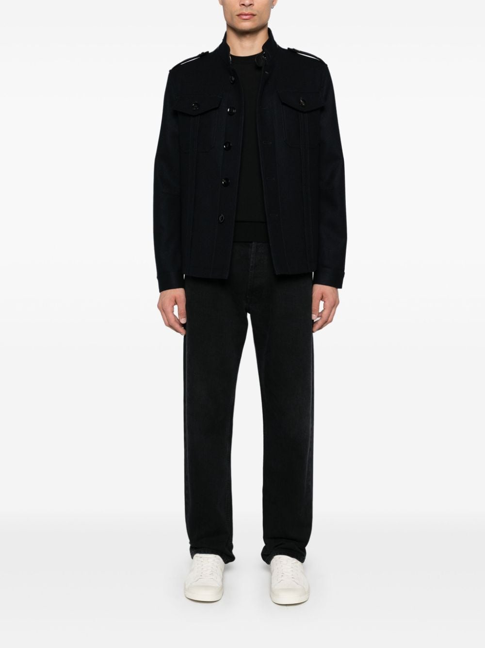 TOM FORD felted stand-up collar overshirt