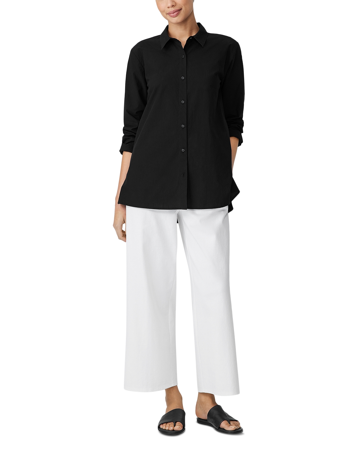 EILEEN FISHER Collared Button-Front Shirt