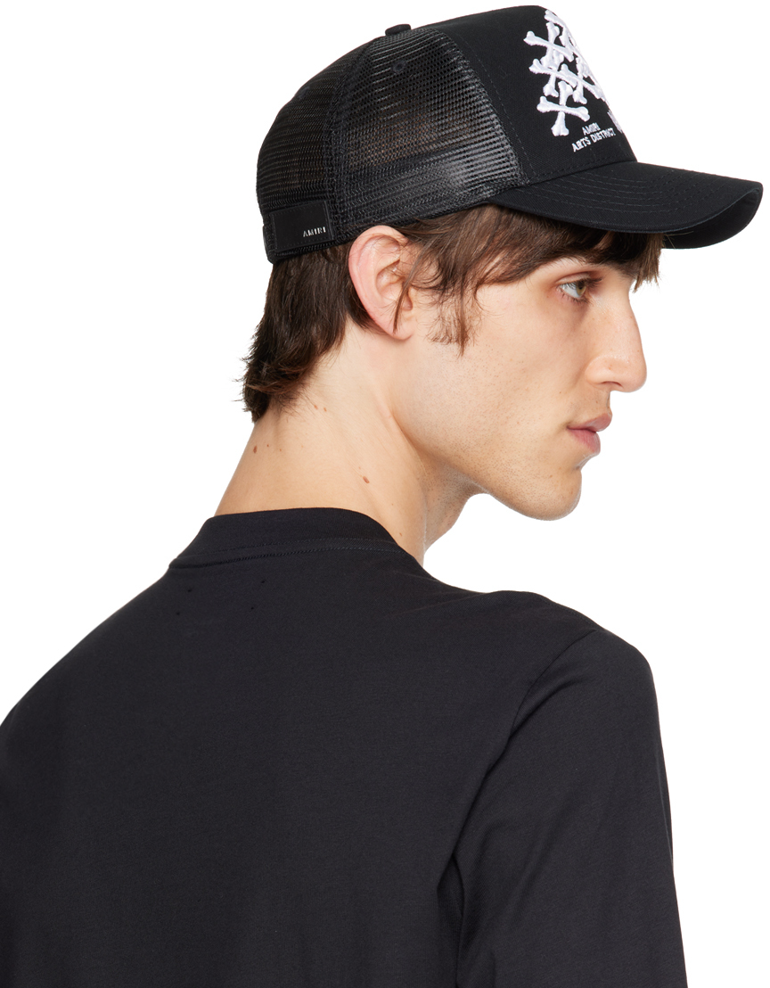 AMIRI Bones Hat ブラックベースボールキャップ Amiri Bones Stacked Trucker Cap - Black | Editorialist