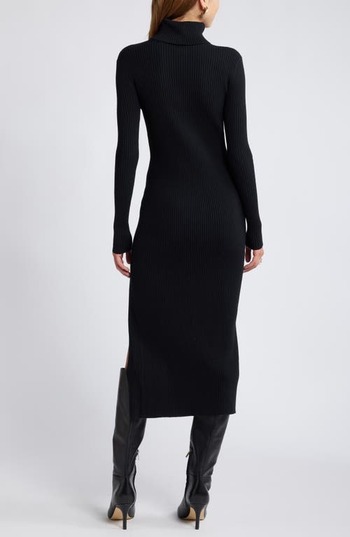 open edit rib long sleeve turtleneck sweater dress Open Edit Ribbed Turtleneck Sweater Dress In Burgundy Tannin - 50% Off