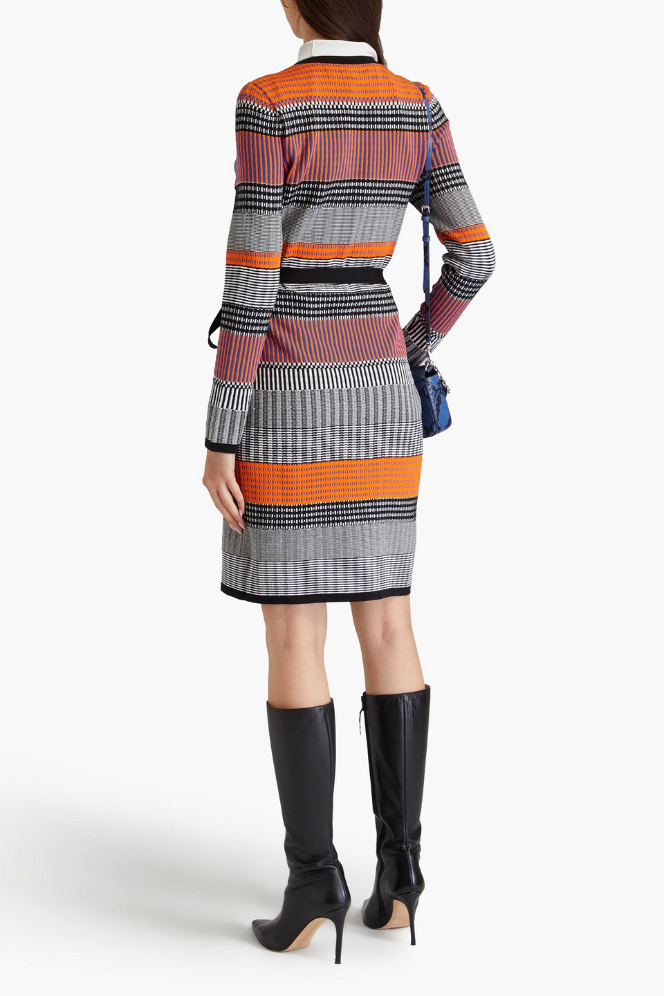Diane Von Furstenberg Brigid Striped Jacquard-Knit Wrap Dress In Black - 80% Off | Editorialist Diane Von Furstenberg Brigid Striped Jacquard-Knit Wrap Dress In Black - 80% Off | Editorialist