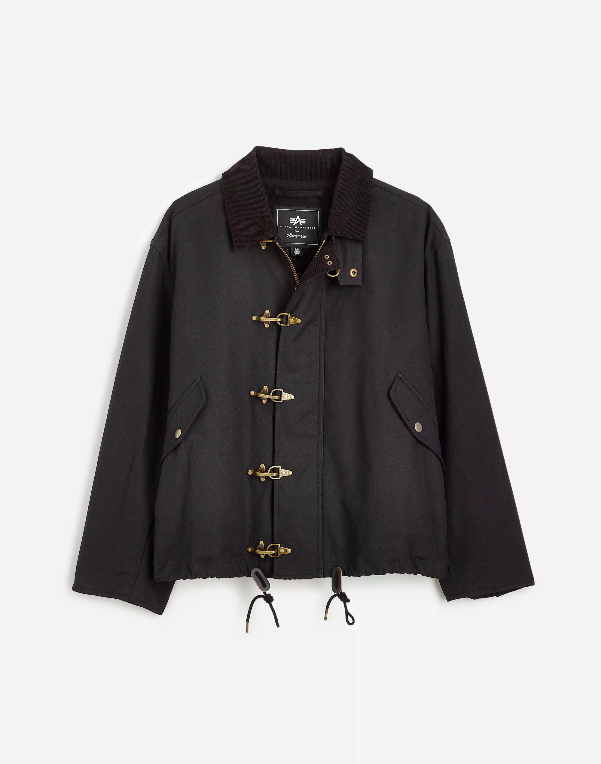 Madewell X Alpha Industries Waxed Cotton Car Coat In Cargo Olive