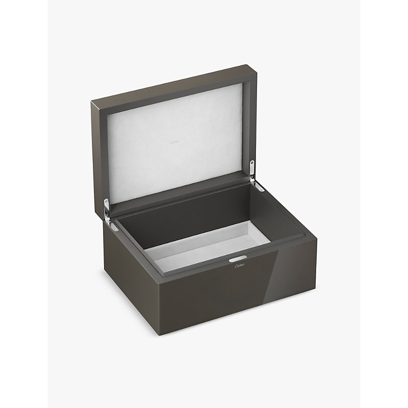 新品未使用　希少Cartier Wood box Anthracite Grey Cartier Santos De Lacquered-Wood Watch And Cufflink Box - Grey