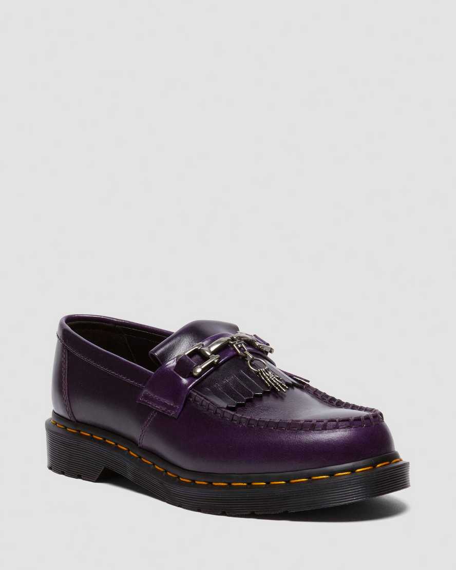 Dr. Martens Adrian Snaffle Bone Charm Tassel Loafers - Purple