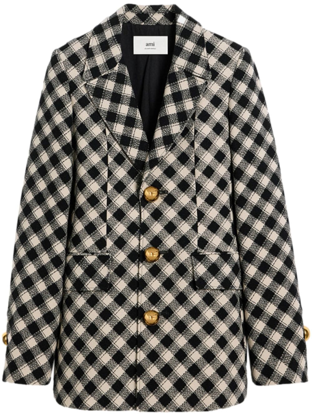 AMI Ami Paris Checked Blazer with Gold-Tone Buttons