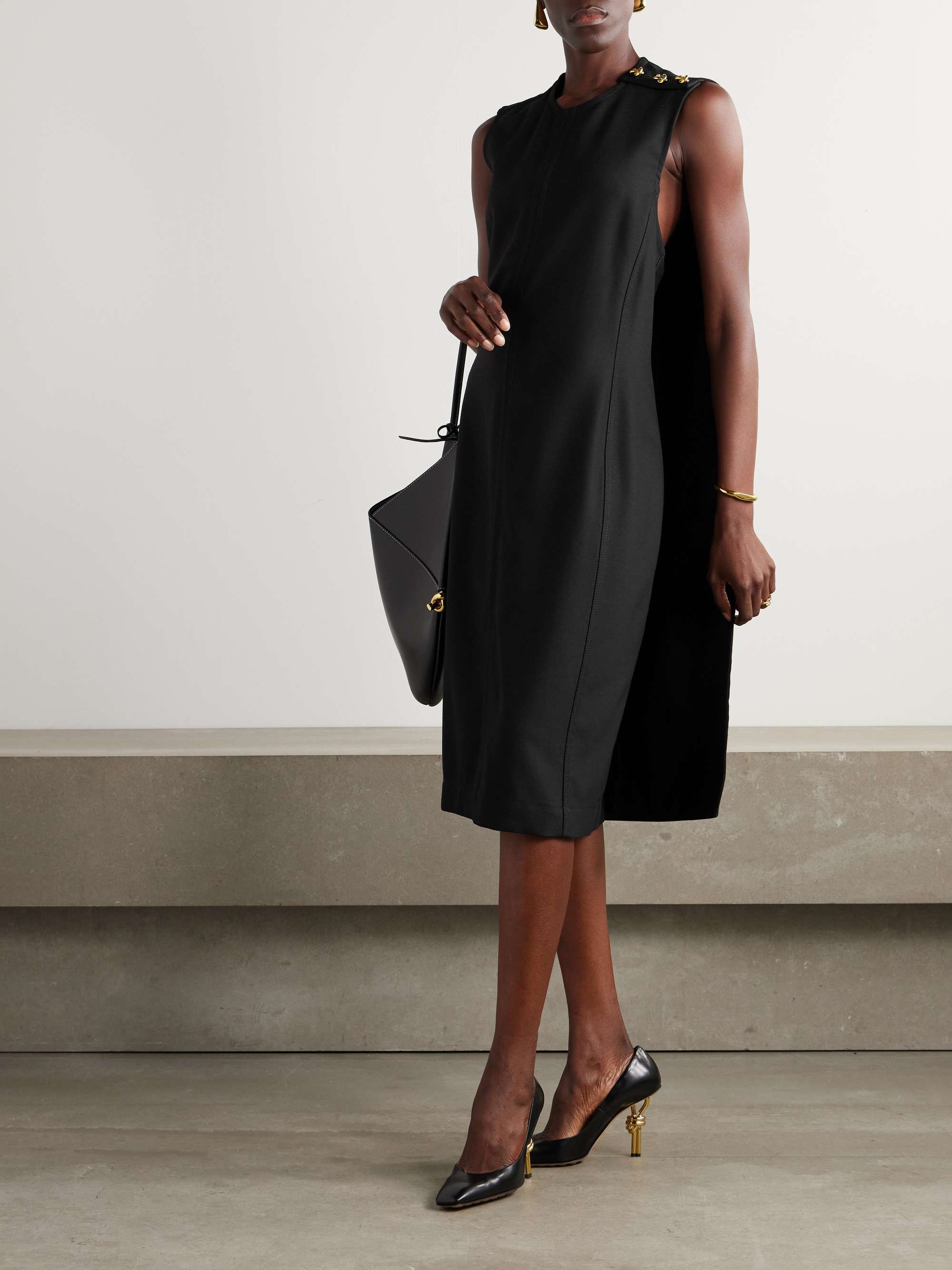 BOTTEGA VENETA Bottega Veneta Cape-Effect Ribbed Wool-Blend Dress