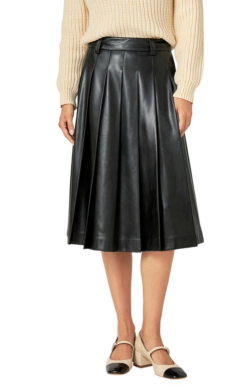 ENGLISH FACTORY English Factory Pleated Faux Leather A-Line Skirt