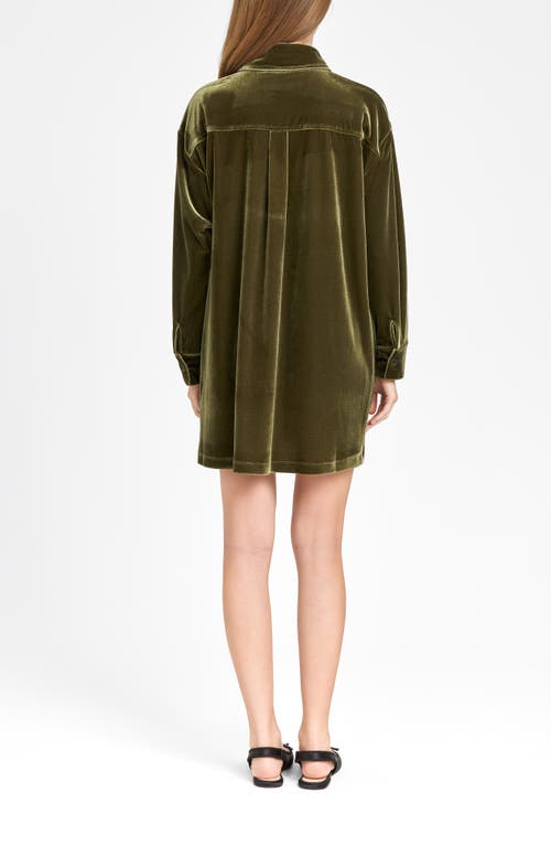 Wayf Briella Long Sleeve Velvet Shirtdress In Olive - 50% Off | Editorialist