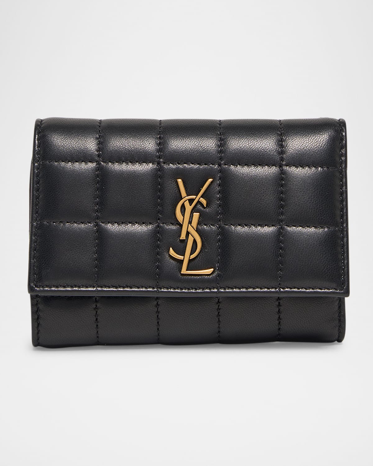 Saint Laurent Monogramme Quilted Textured-Leather Wallet Black