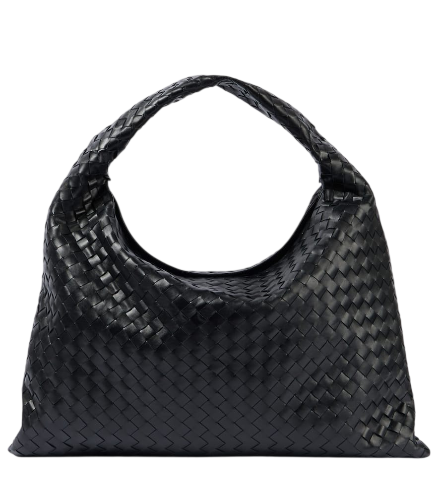 Bottega Veneta Hop Intrecciato Large Leather Tote Bag - Black