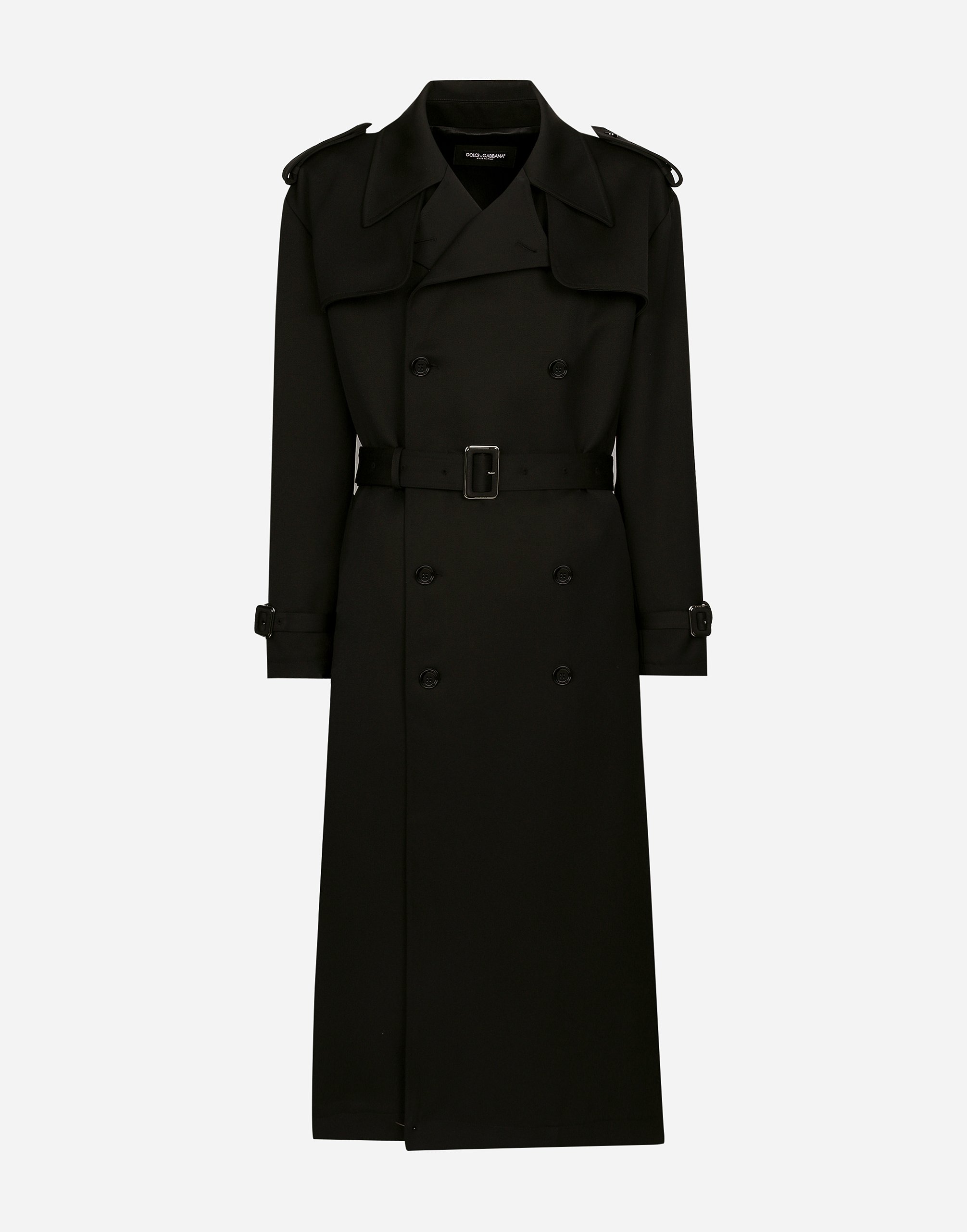 定価40万 DOLCE&GABBANA ウール 刻印金ボタン ダブルコート 黒 Dolce & Gabbana Double-Breasted Wool Coat - Black | Editorialist
