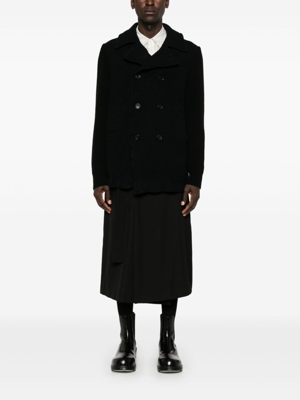 COMME DES GARÇONS Comme Des Garçons Shirt Ribbed-Sleeve Pea Coat