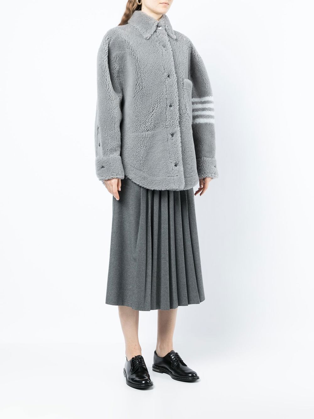 THOM BROWNE 4-Bar Oversized Shirt Jacket