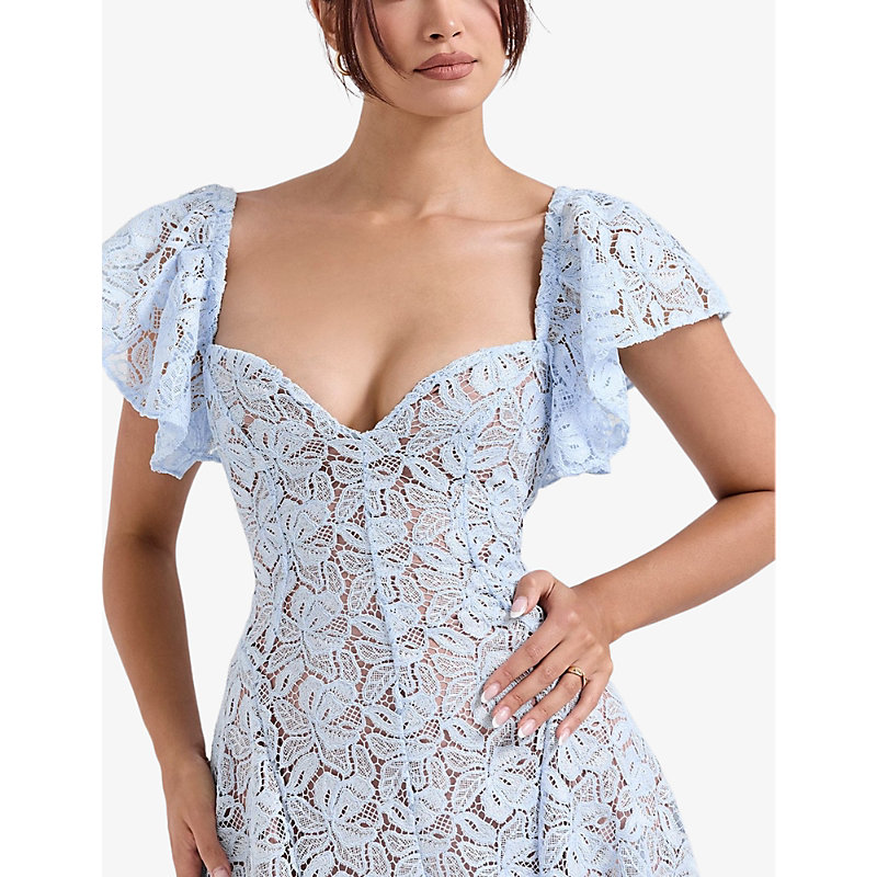 House Of Cb Austen Lace Midi Dress - Ice Water - 50% Off | Editorialist