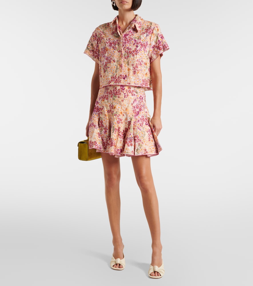 AGUA BENDITA Agua by Agua Bendita Cerezo Florecer Floral Linen Miniskirt