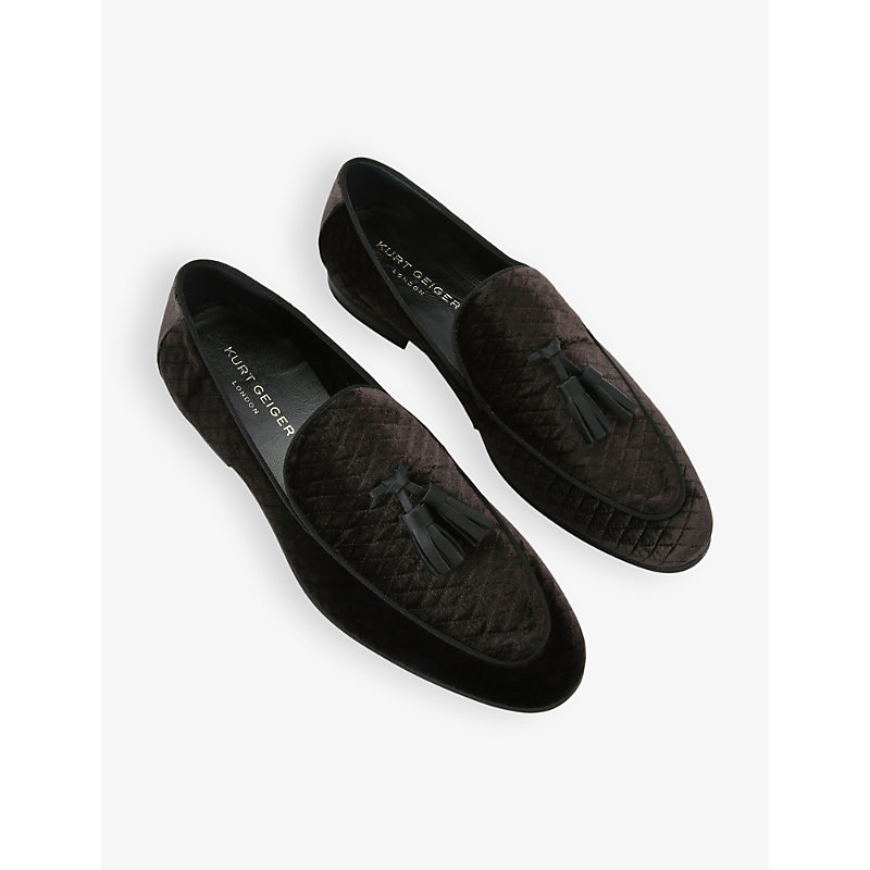 Kurt Geiger Henry Brown Tassel Quilted Velvet Handmade Loafers - Size 9 - New Henry Brown Velvet Loafers for Men | Kurt Geiger main image 3