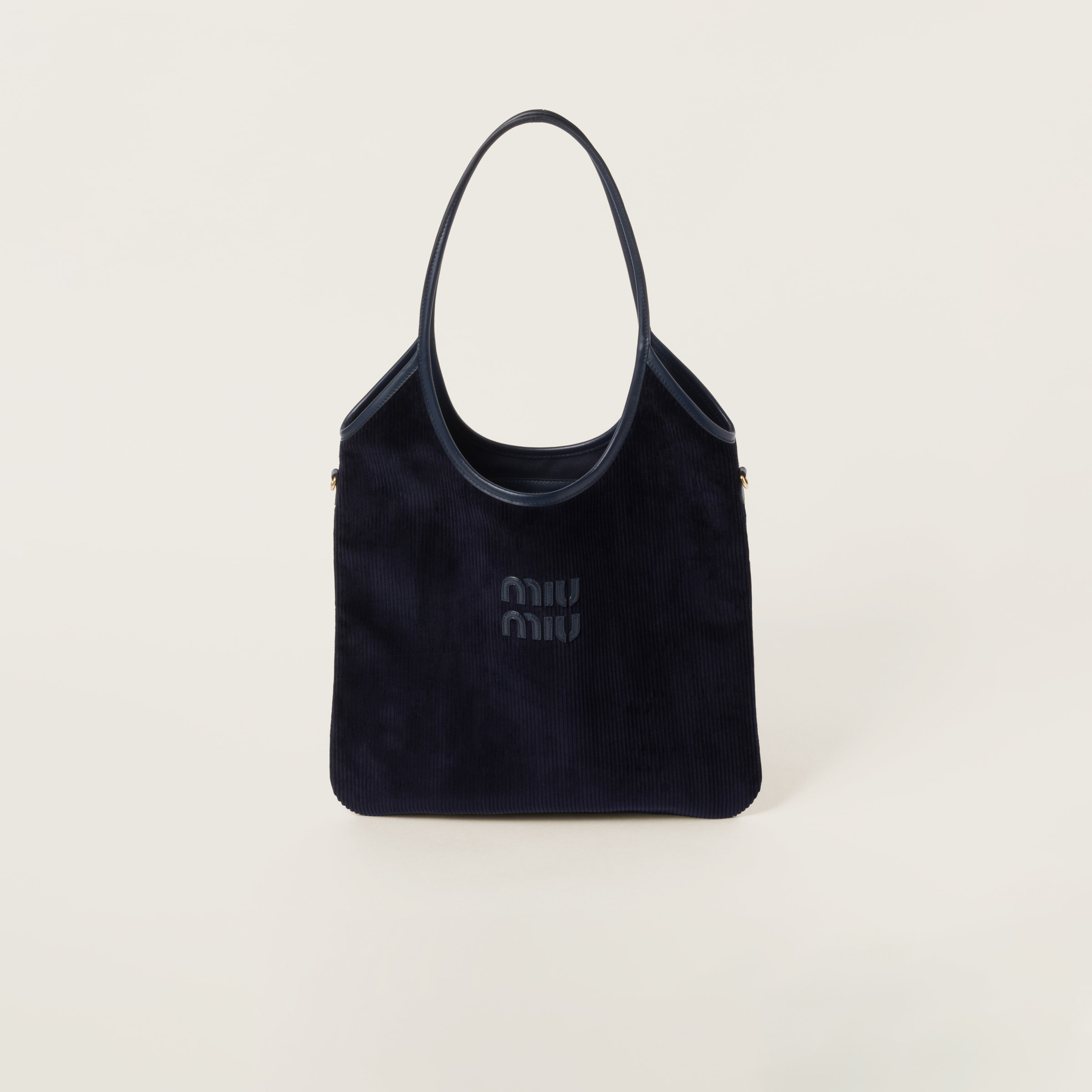 Miu Miu Ivy Corduroy Shoulder Bag - Navy | Editorialist