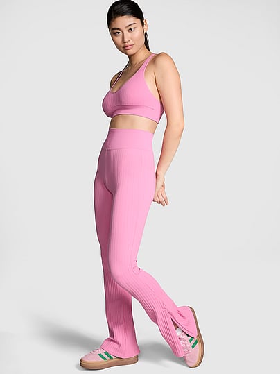 PINK soft seamless cable flare leggings