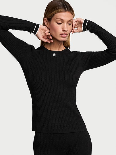 Victoria'S Secret Luxe Cable-Knit Crewneck Pullover Sweater In Pink - 67%  Off | Editorialist