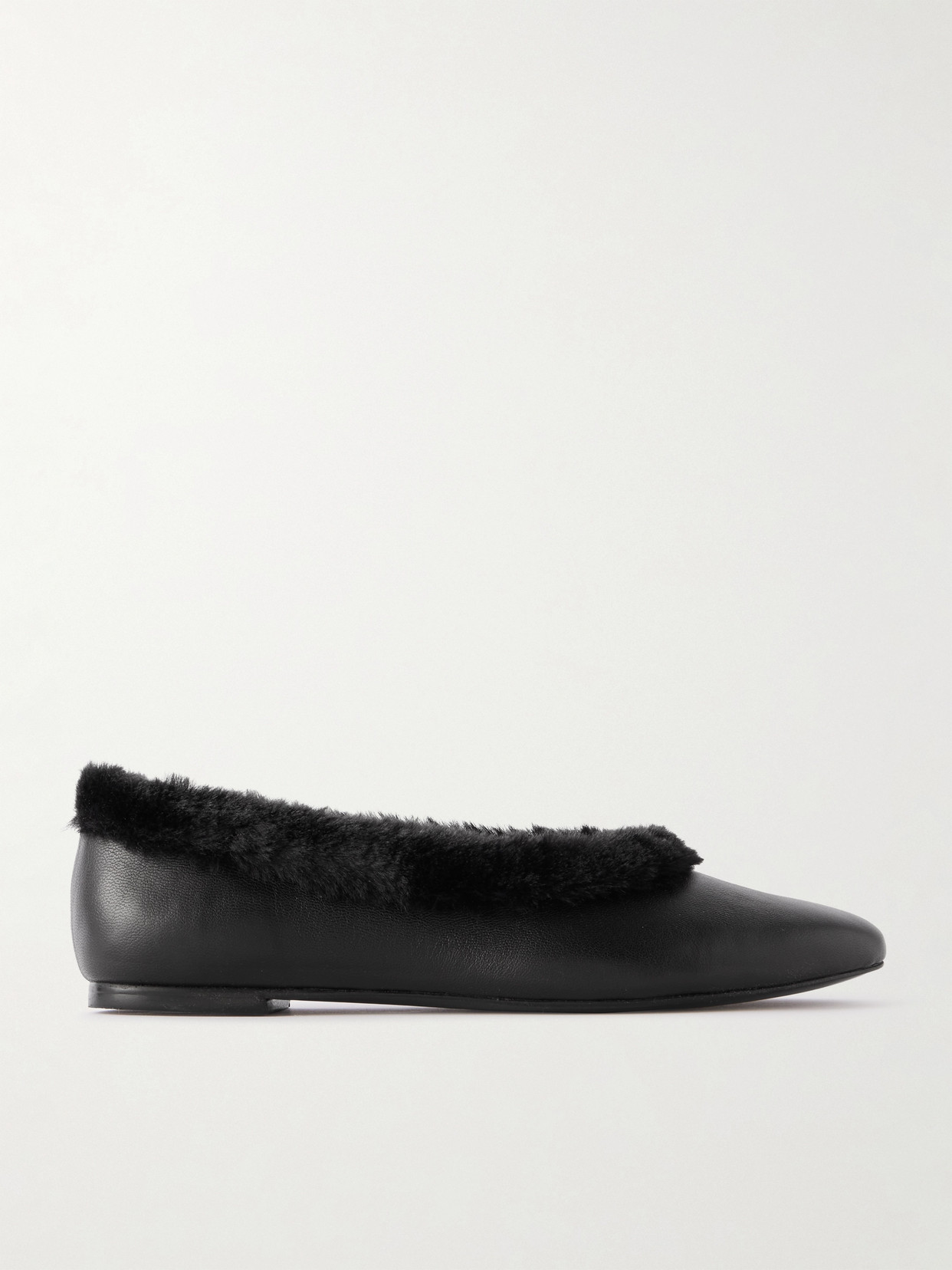 Staud Faux Fur-Trimmed Ballet Flats In Black - 60% Off | Editorialist
