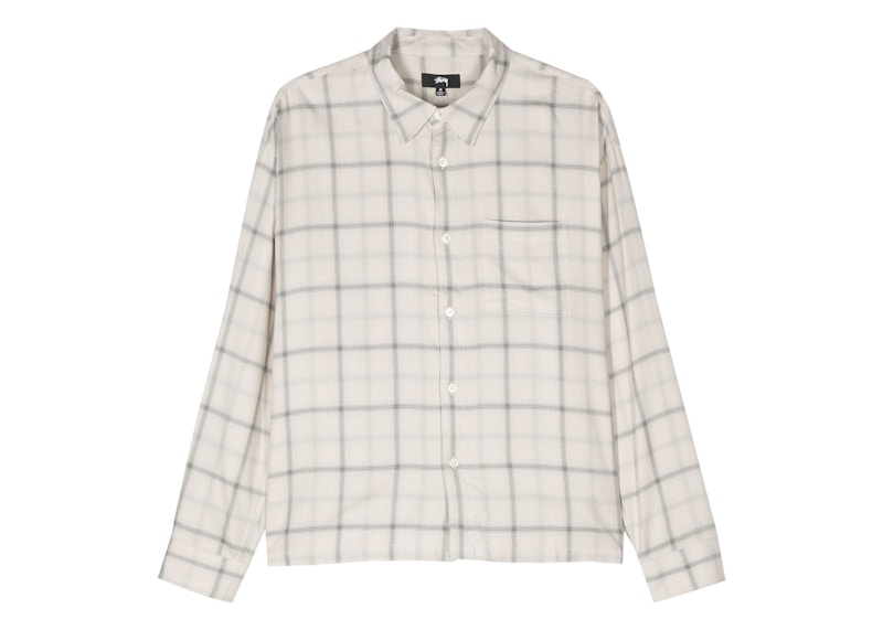 StüSsy Shadow Plaid Rayon Shirt - Natural | Editorialist