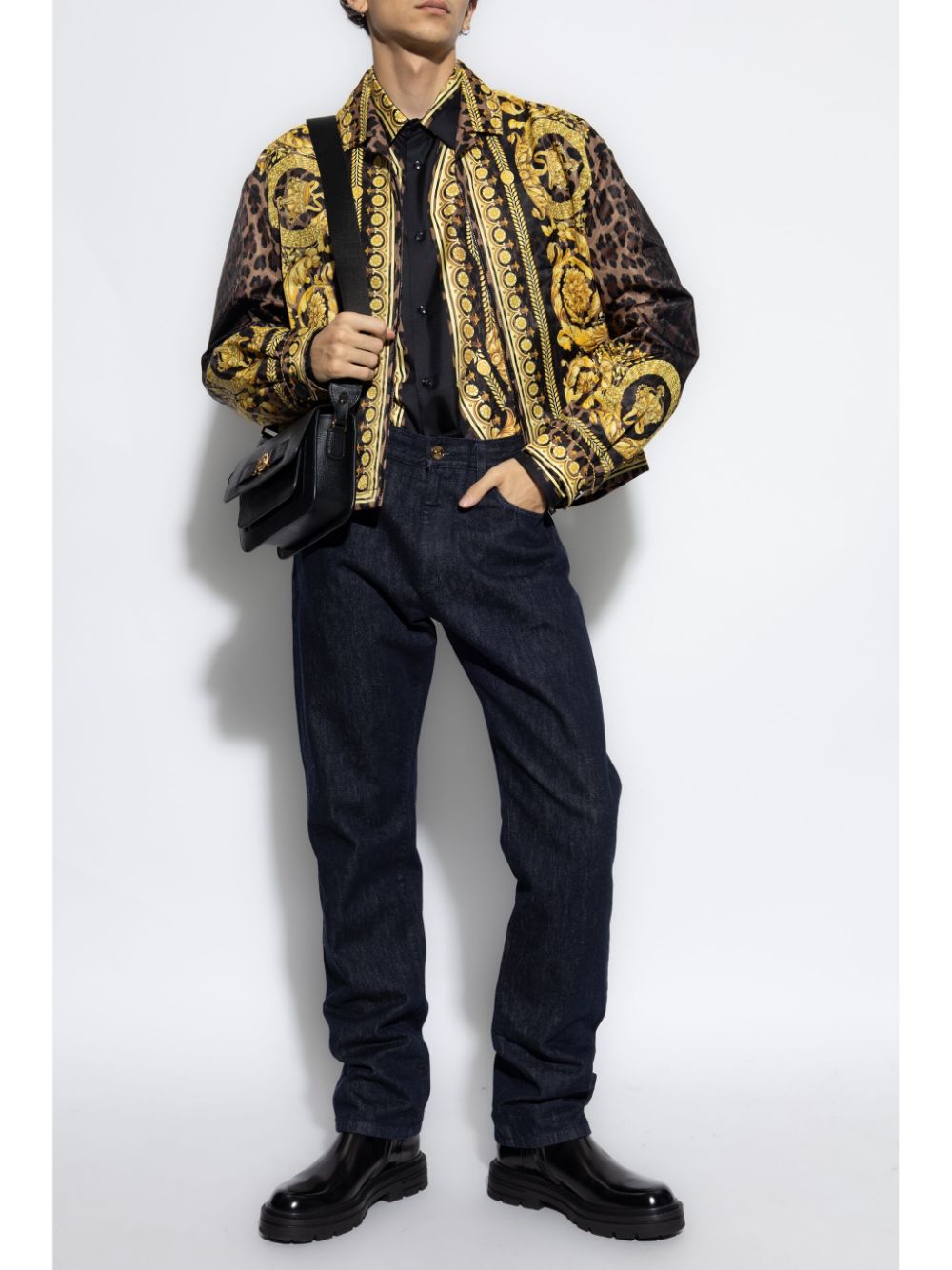 VERSACE Versace Barocco-Leopard Print Shirt Jacket