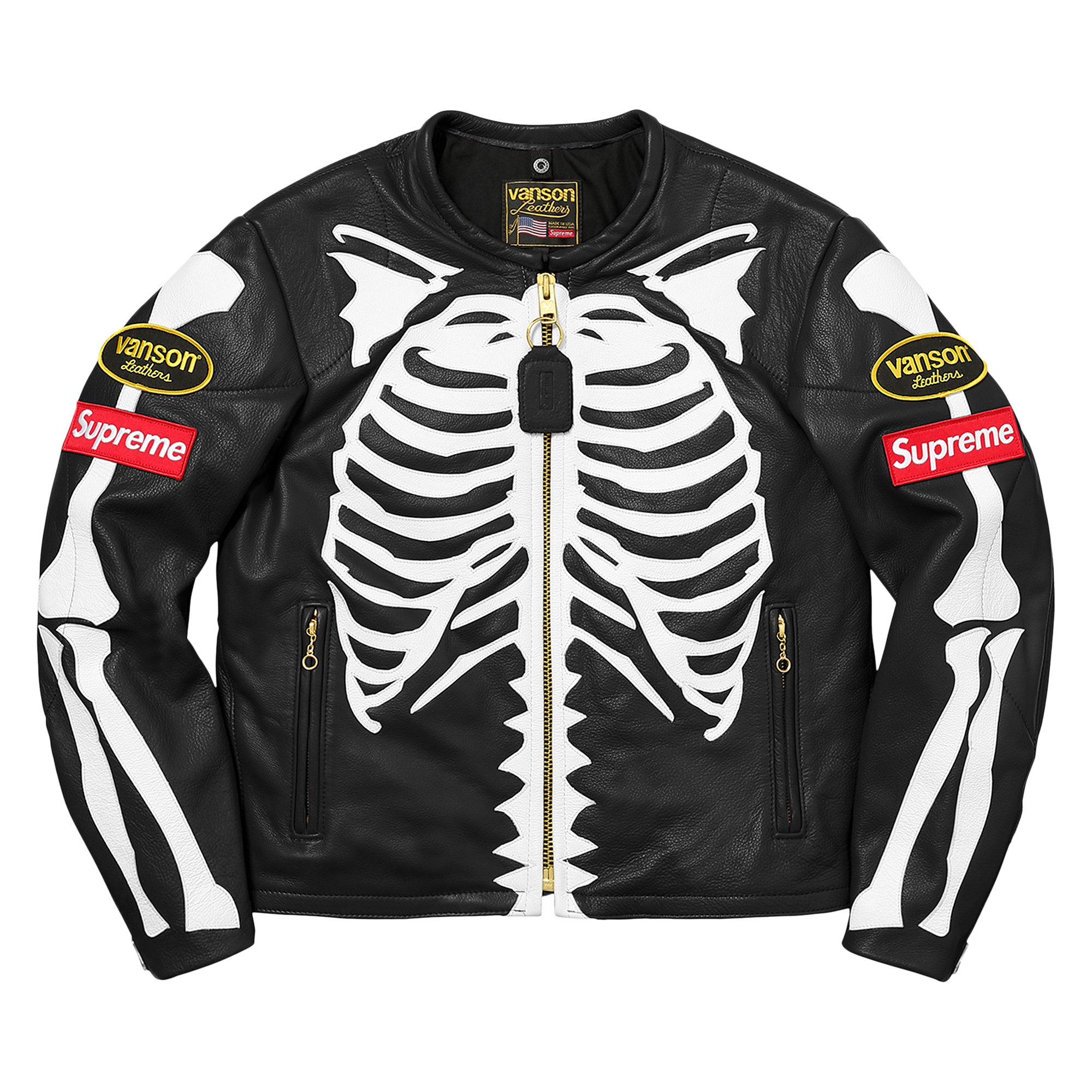 Supreme X Vanson Leather Bones Jacket - Black | Editorialist